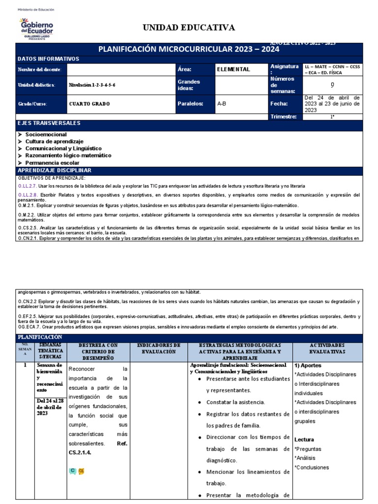 PLANIFICACIÓN DE 4to SEMANAS 1, 2,3,4,5,6,7,8,9 | PDF | Rectángulo ...
