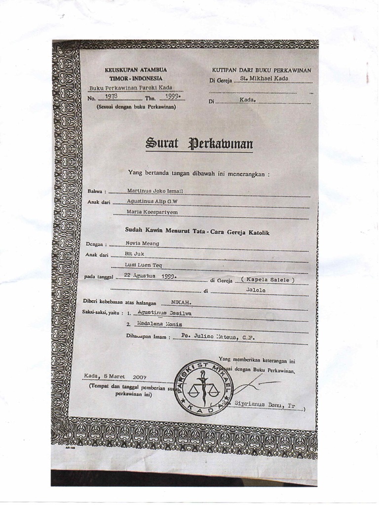 Akta Nikah - KTP - KK - Joko | PDF