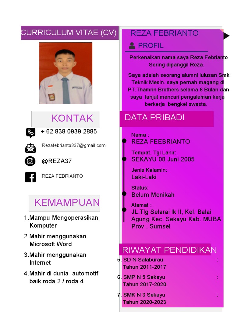 CV Reza Febrianto - Baru | PDF