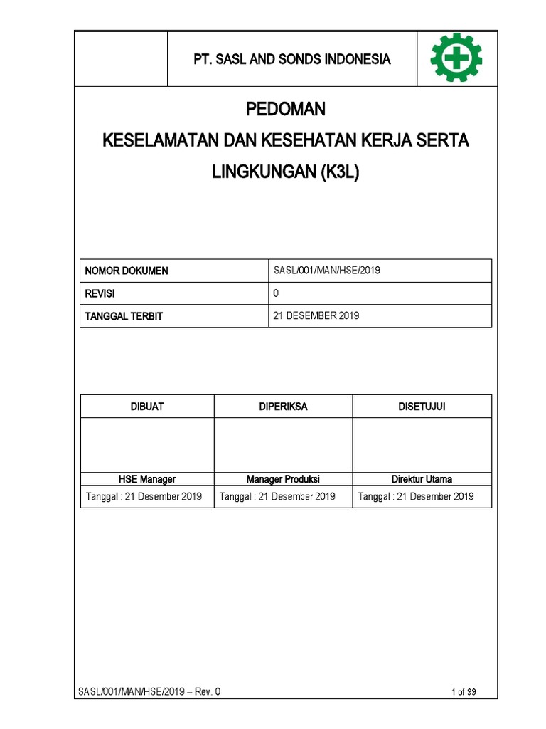 Pedoman K3L PT Sasl | PDF