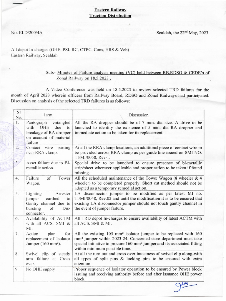 Failure Analysis With RDSO | PDF | Rail Transport | Electricity