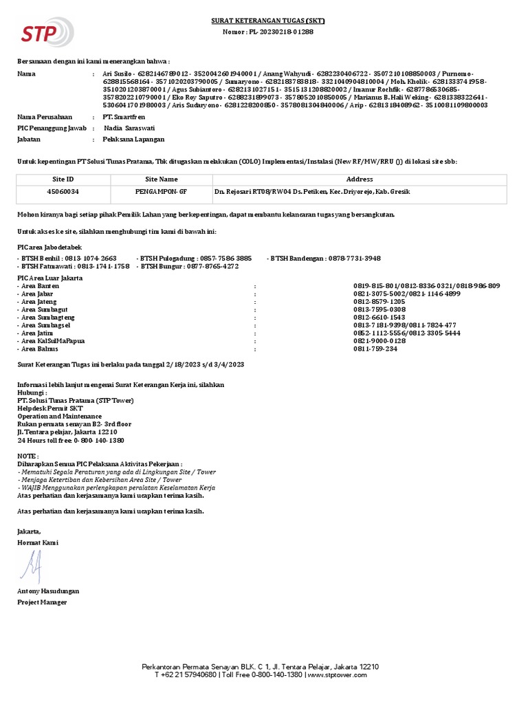 Surat Keterangan Tugas (SKT) | PDF