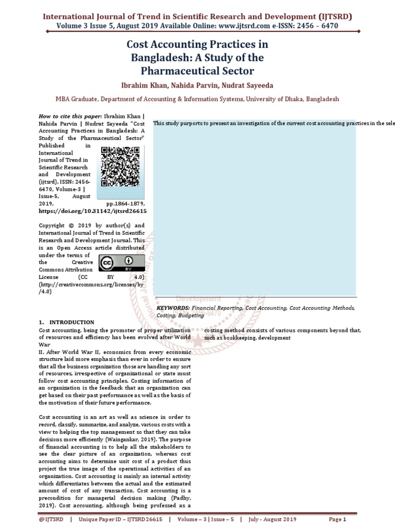 Cost Accounting Practices in Bangladesh | PDF | Cost Accounting ...