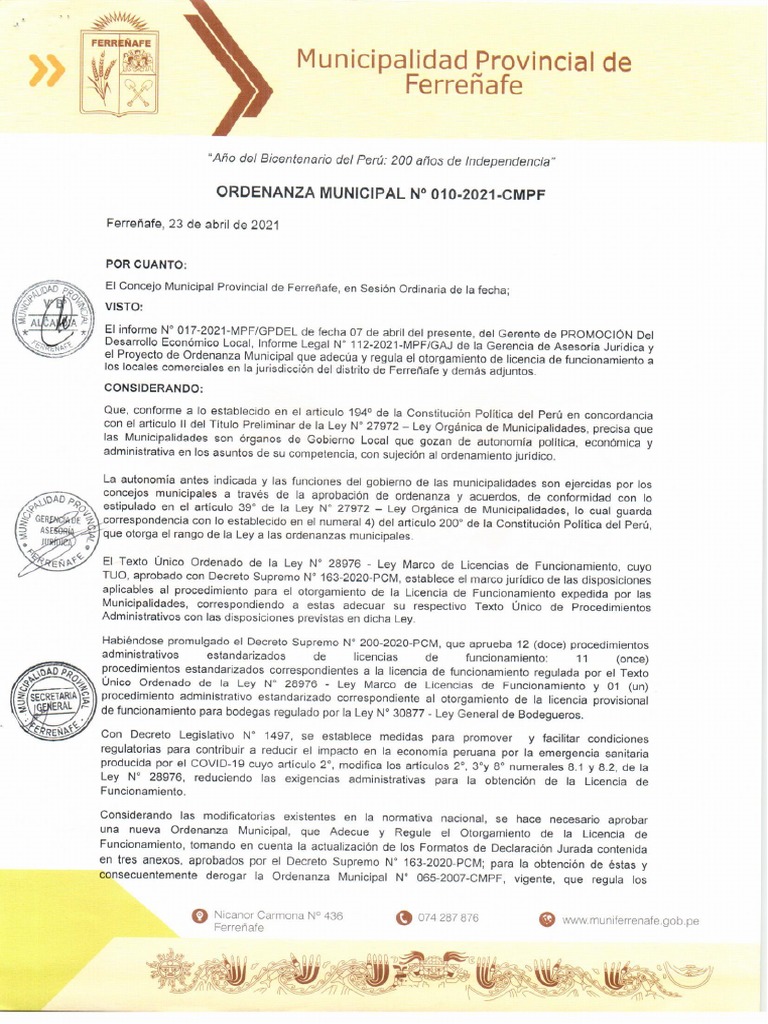 Om N 010 2021 CMPF | PDF