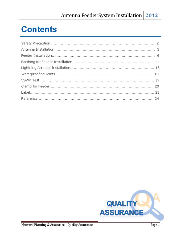 Antenna Feeder System Installation | PDF | Electrical Connector ...