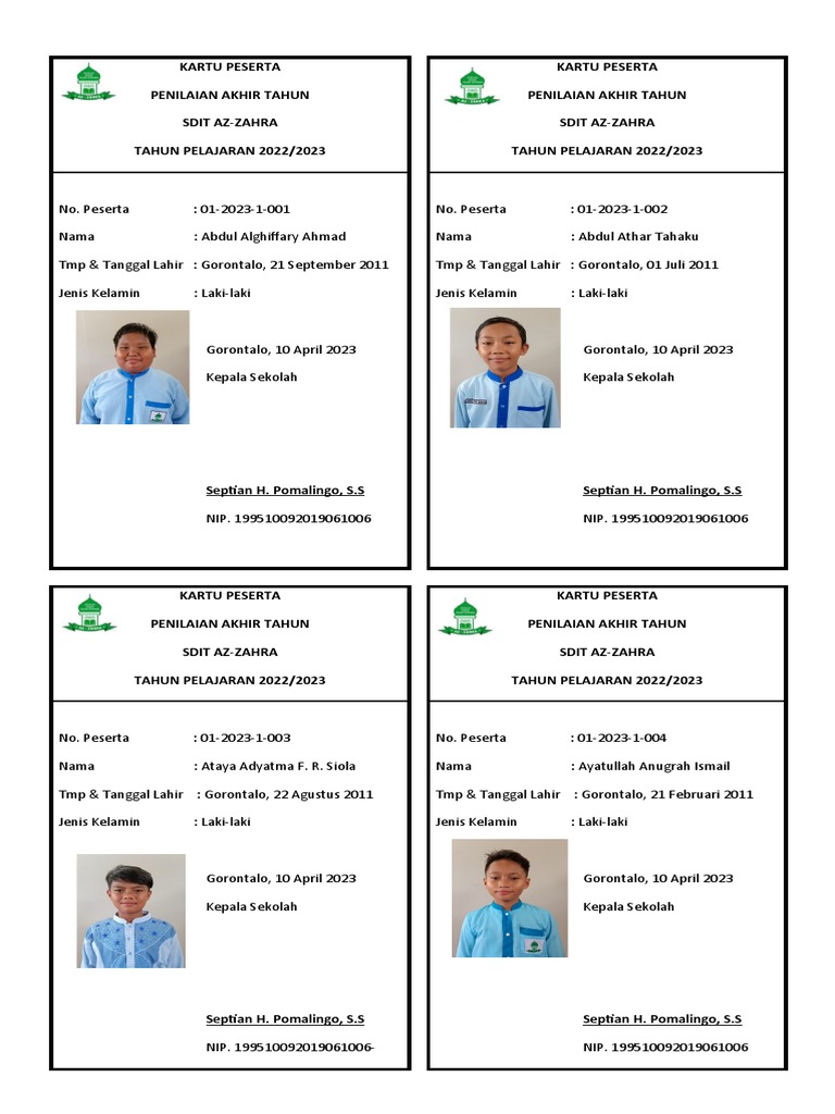 Kartu Peserta Sas Ganjil 22-23 | PDF