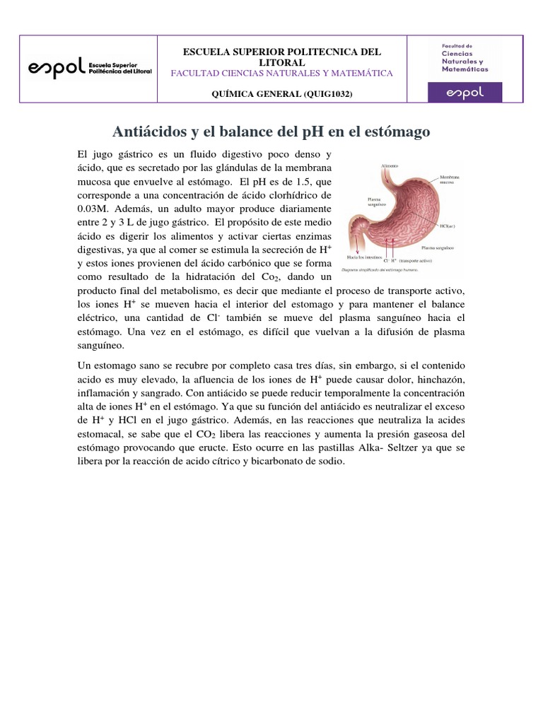 Antiácidos y El Balance Del PH en El Estómago | PDF