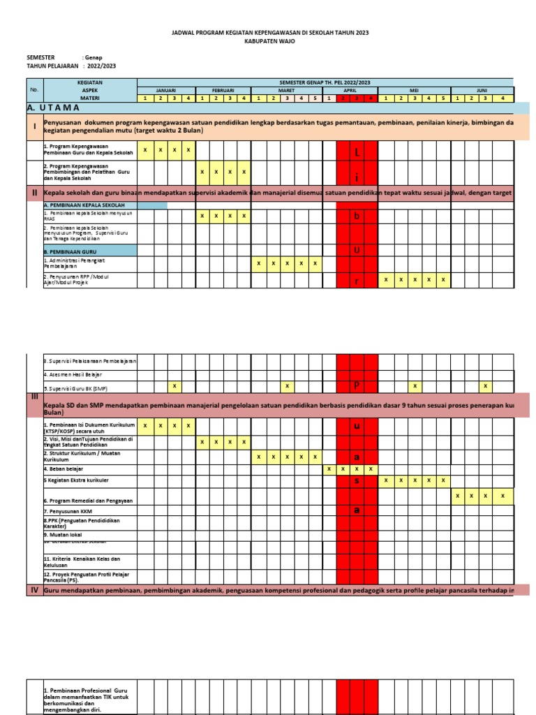 Jadwal Program Pengawasan Sekolah 2023 | PDF