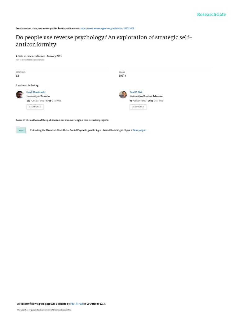 Exploring Strategic Self-Anticonformity | PDF | Psychology | Social ...