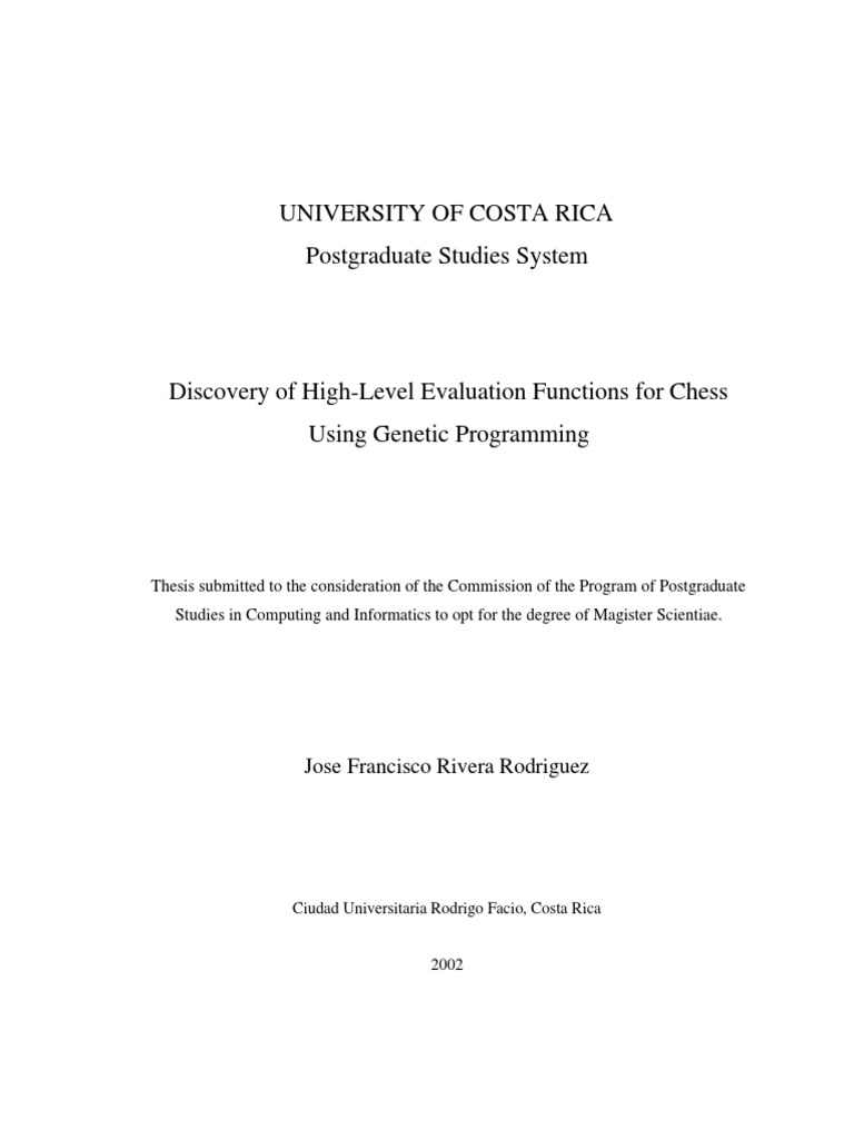 Evaluation Functions For Chess With Genetic Programming Pdf Computer Programming Parameter