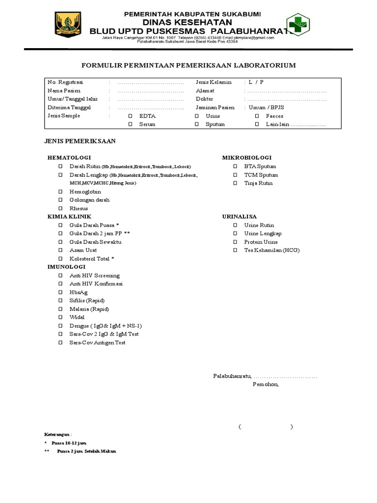 Form HASIL PEMERIKSAAN LABORATORIUM (1) - Salin | PDF