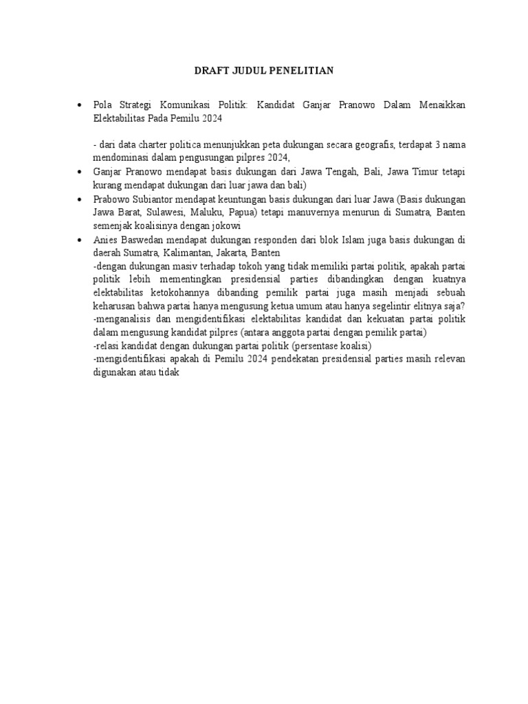 Draft Mentah Judul Penelitian | PDF
