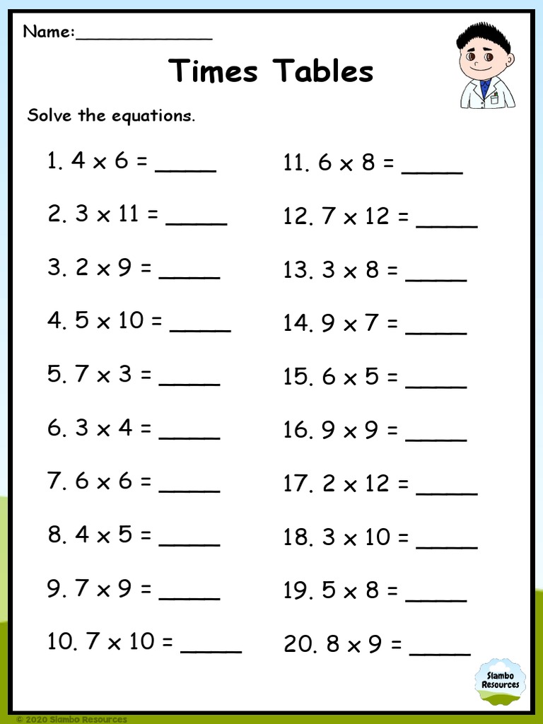 Grade 3 Multiplication Times Tables Worksheet 7 | PDF | Teaching ...