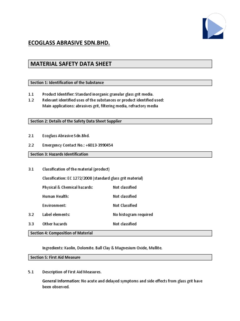 MSDS - Ecoglass1 | PDF | Dangerous Goods | Toxicity