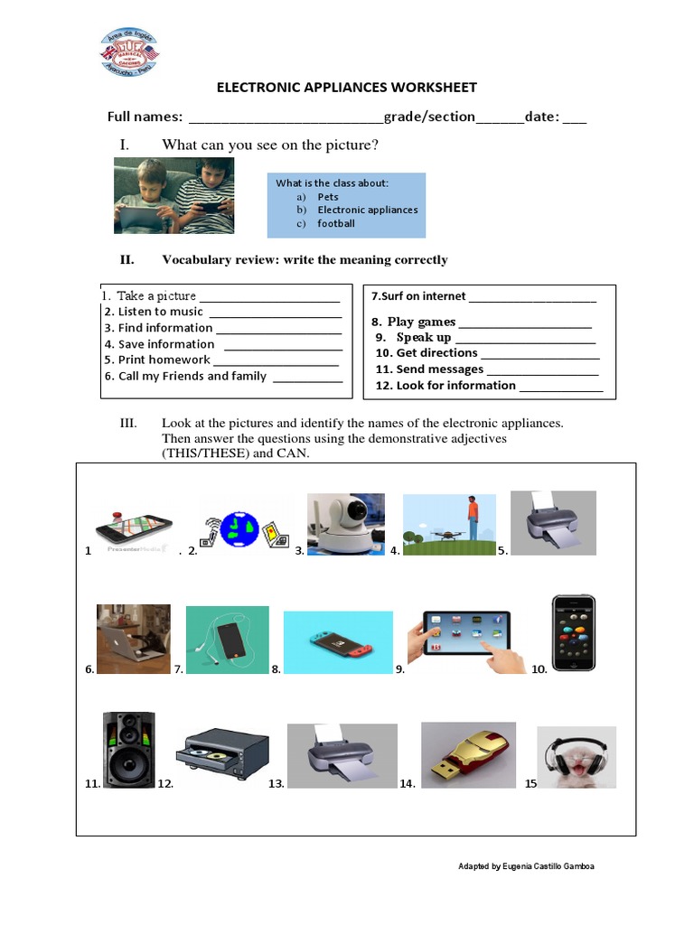 Electronic Appliances Worksheet 10 | PDF | Home Appliance | Information ...