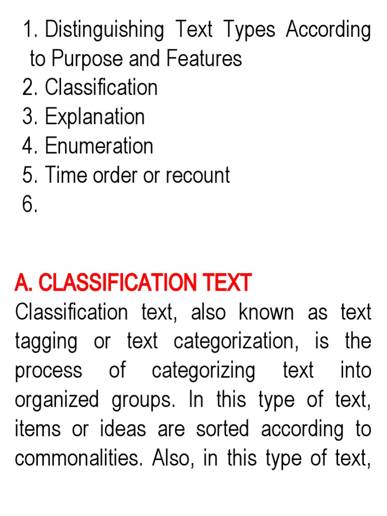 Distinguishing Text Types According To Purpose And Features Pdf Water Rain