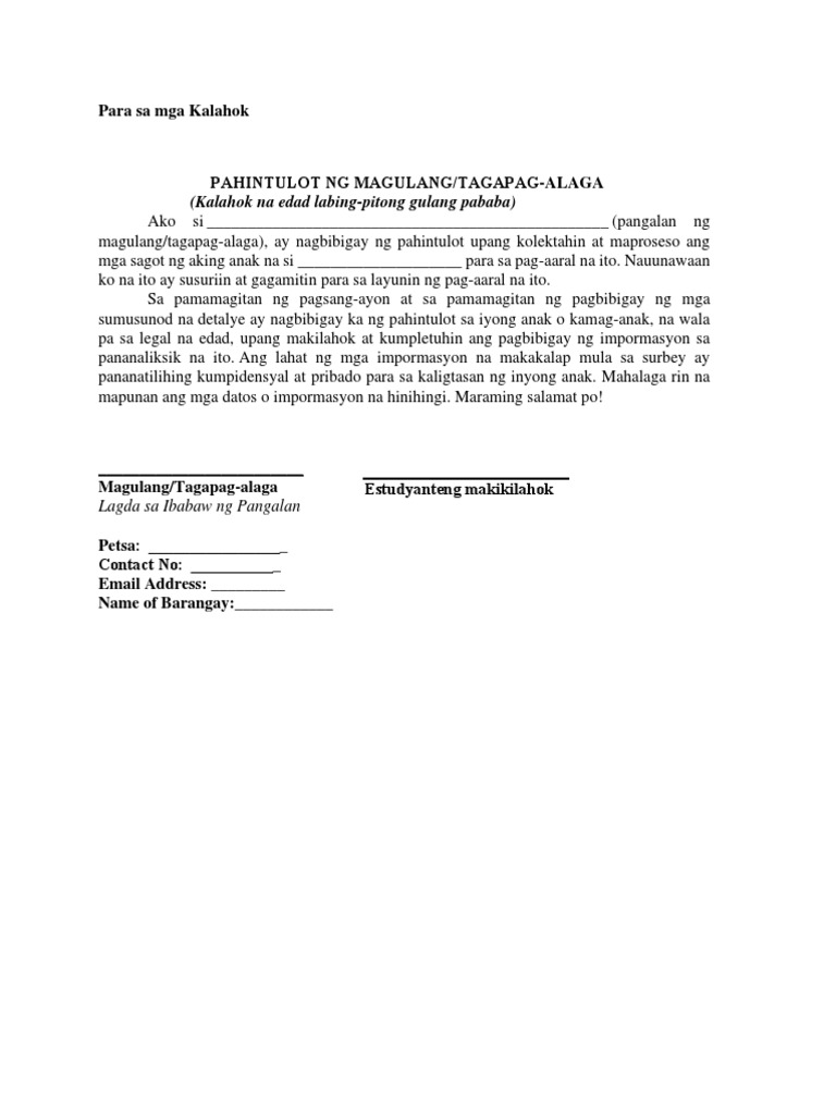 Para Sa Mga Kalahok | PDF