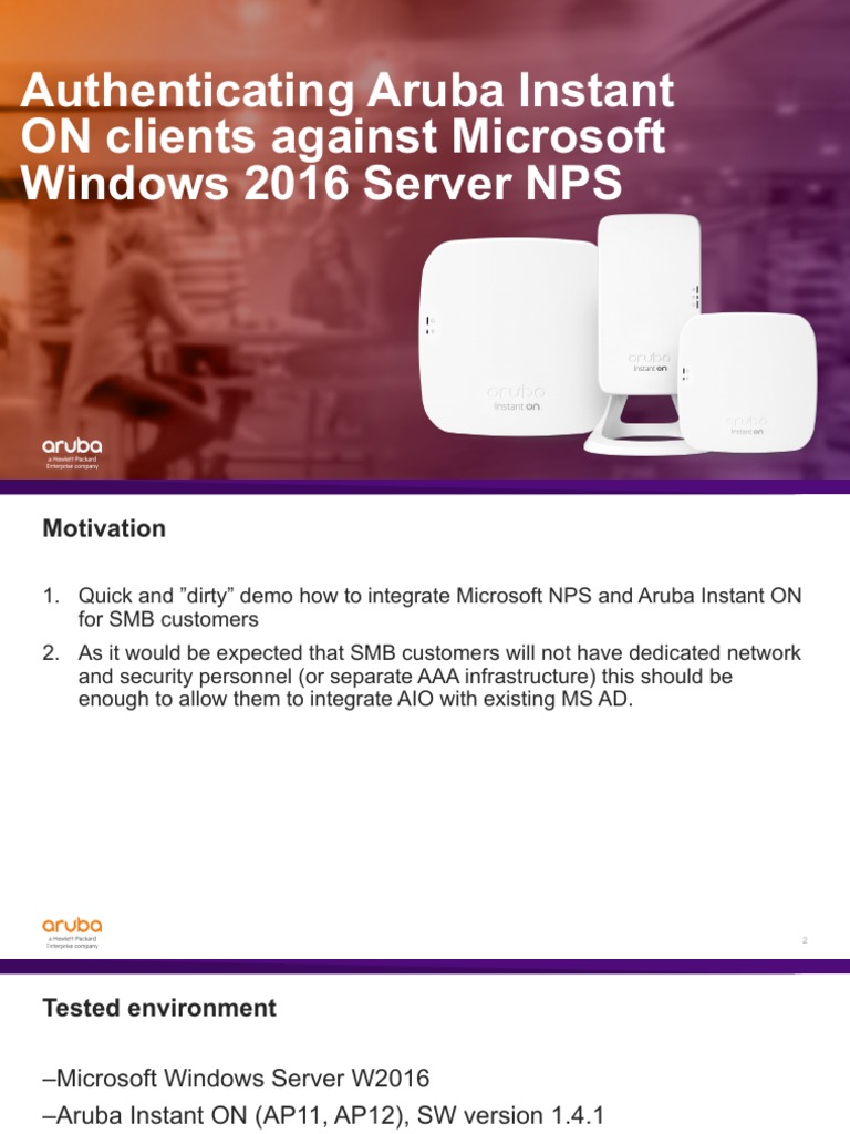 Integrating Aruba Instant On with MS NPS | PDF | Radius | Computer Network