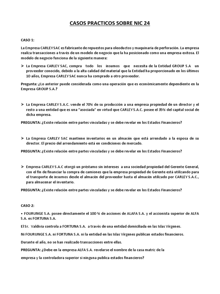 Casos Practicos Nic 24 | PDF | Business | Economias