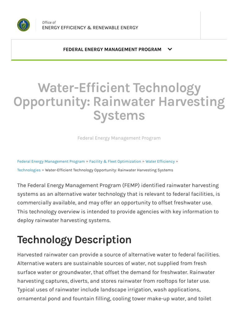 Water-Efficient Technology Opportunity - Rainwater Harvesting Systems ...
