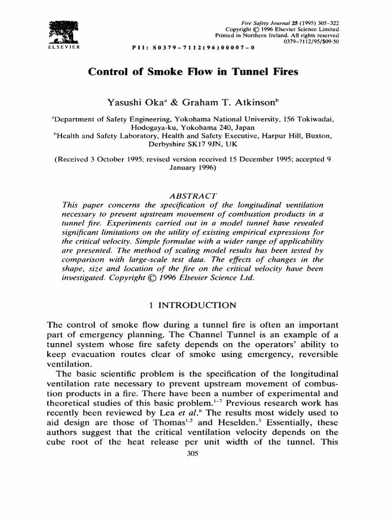 Control of Smoke Flow in Tunnel Firesmain | PDF | Pressure Measurement ...