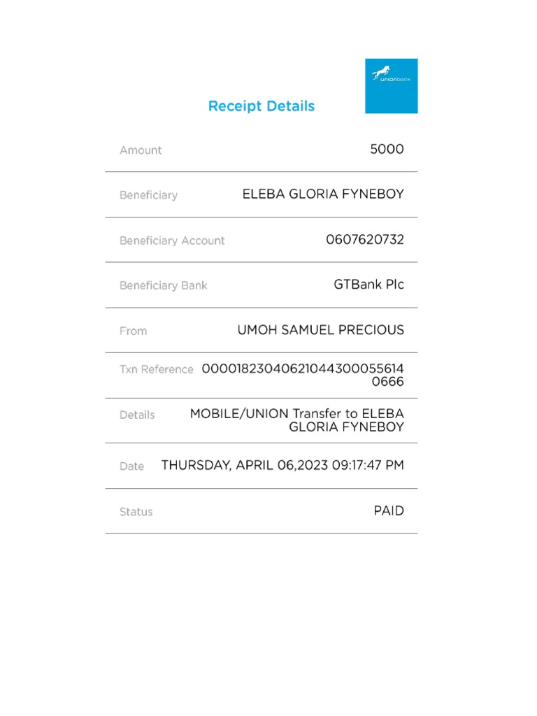 UnionMobile Receipt | PDF