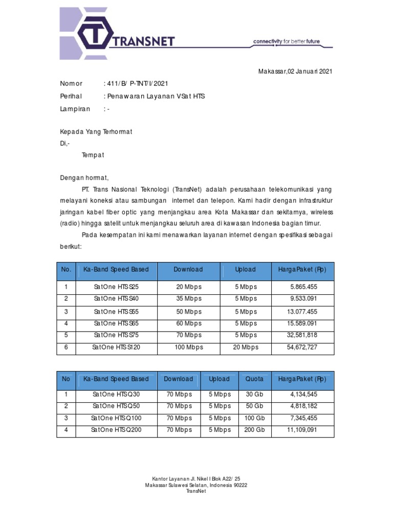 SURAT PENAWARAN VSat HTS | PDF | Komputer