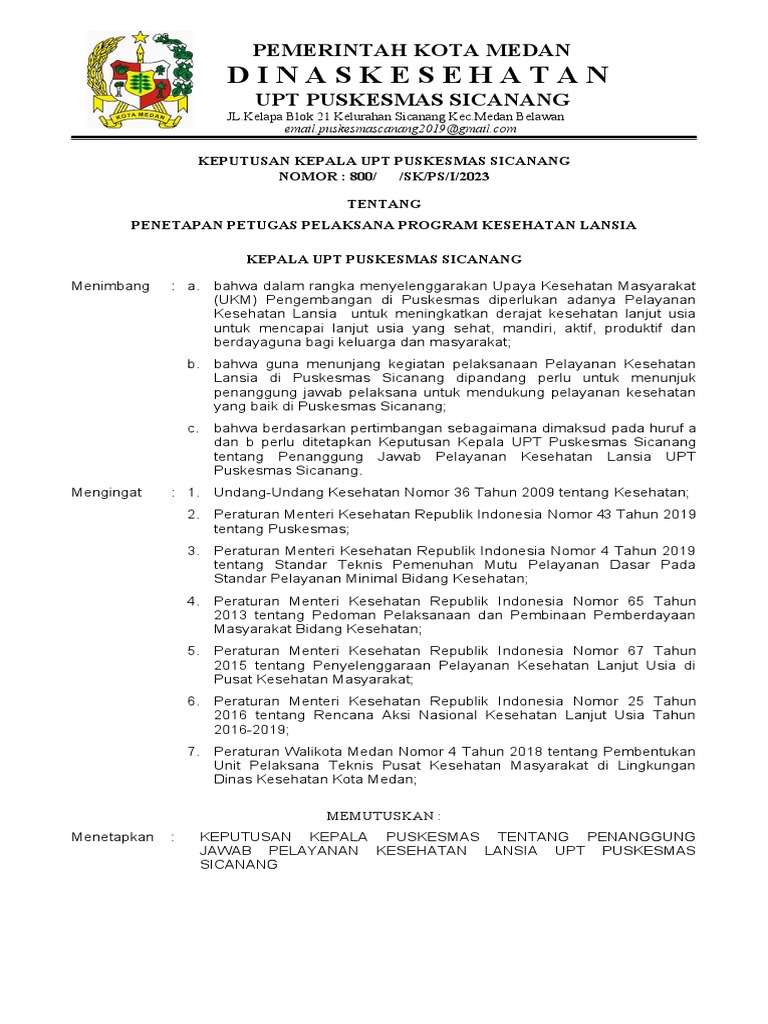 SK Program Kesehatan Lansia 2023 | PDF