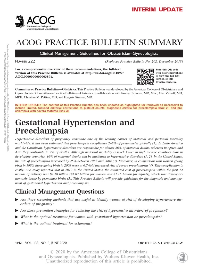 Gestational Hypertension and Preeclampsia ACOG.44 | Download Free PDF ...