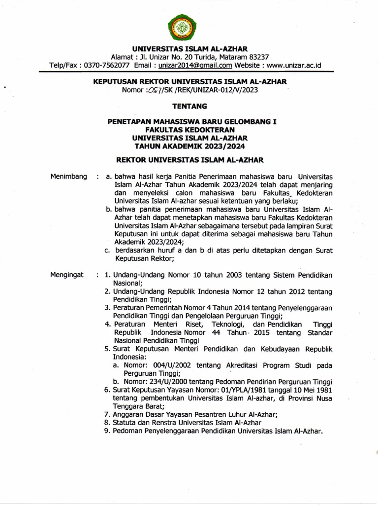 64670b3de04b3 - SK PMB Gelombang I FK 2023.2024 | PDF