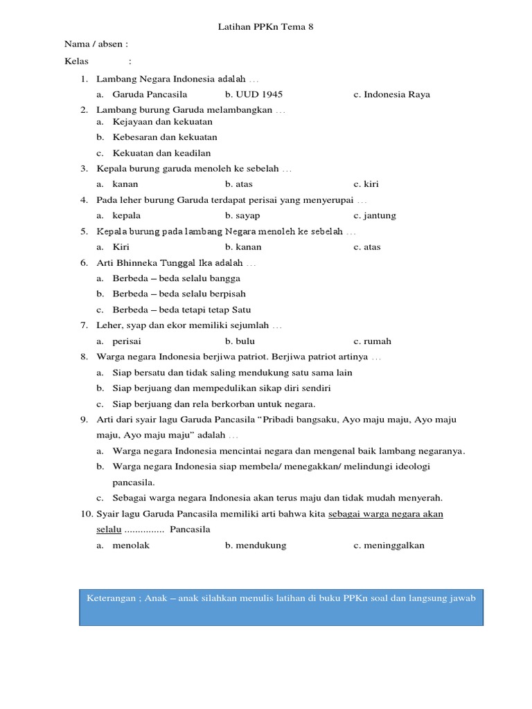 Latihan PPKN Tema 8 KD 3 | PDF | Perjalanan