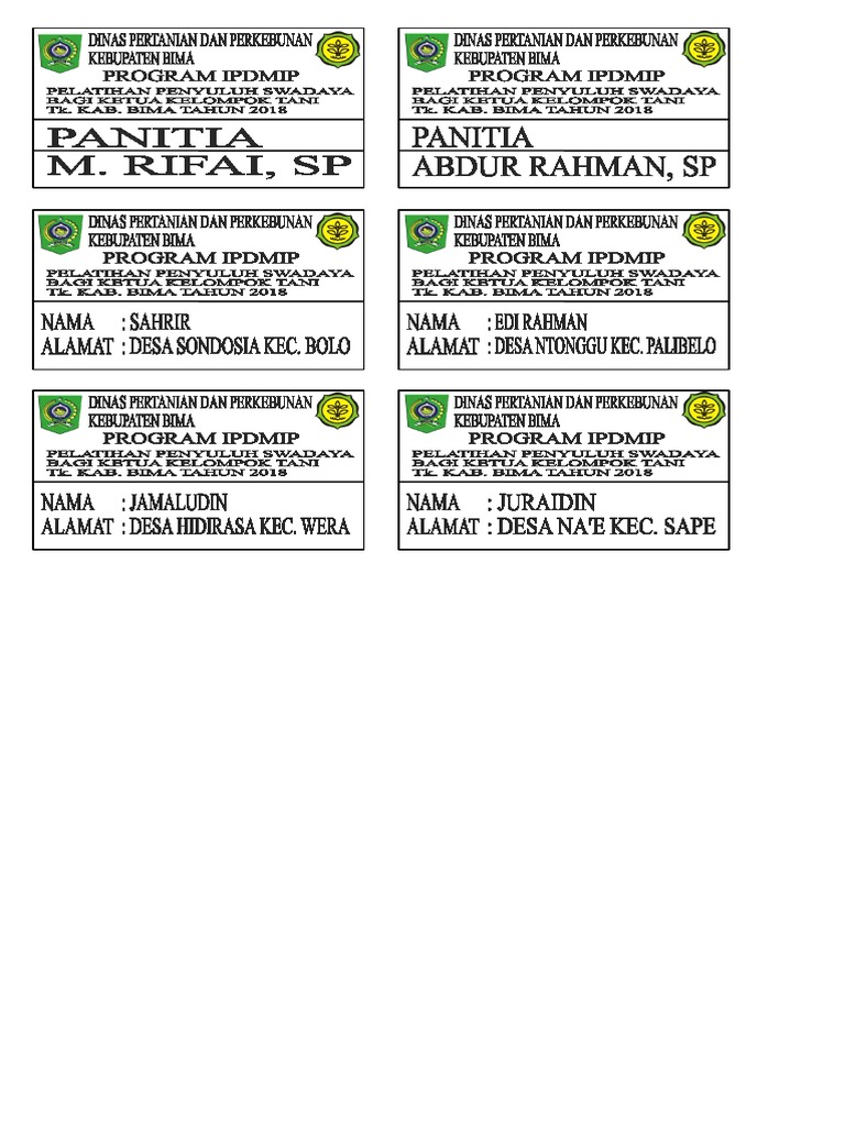 PAPAN NAMA PANITIA 2 | PDF