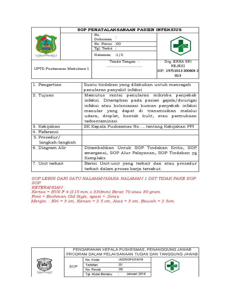 Sop Penatalaksanaan Pasien Infeksius | PDF