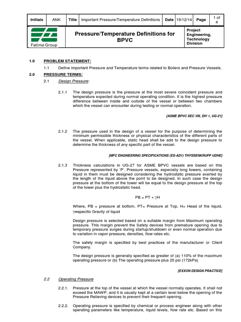 Important Pressure & Temperature Definitions (Ahmed Nabi) | PDF | Pressure | Temperature