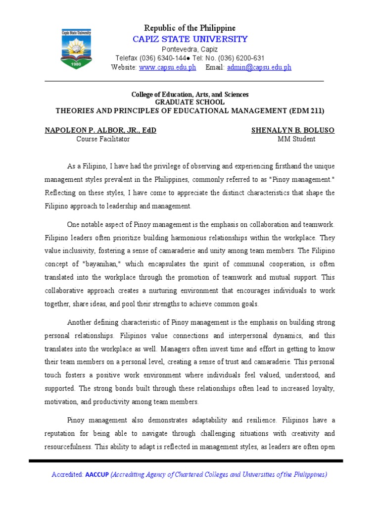 Pinoy Management Styles | PDF | Leadership | Psychological Resilience