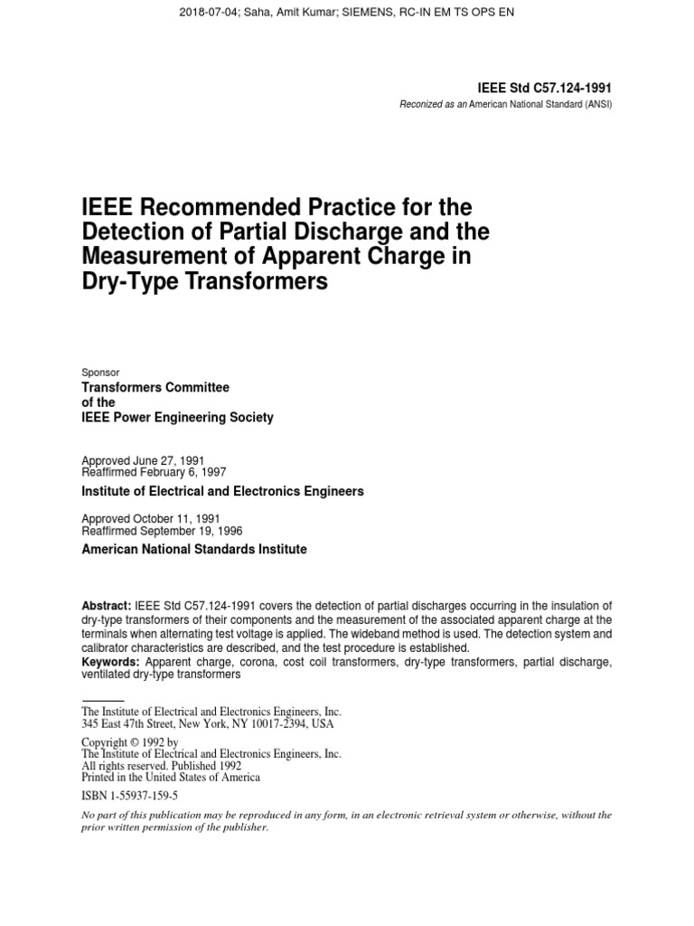 Ieee C 57.124 Ansi C 57.124 | PDF | Capacitor | Bandwidth (Signal ...