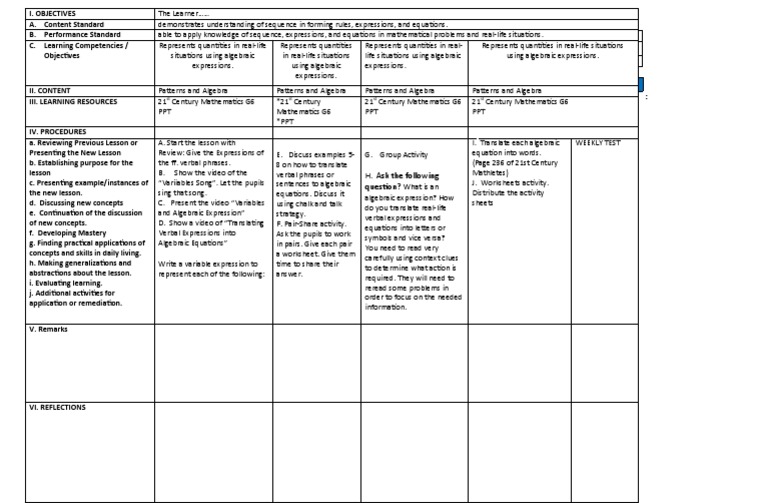 DLL Week 6 Math | Download Free PDF | Mathematics | Algebra