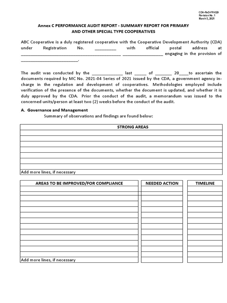 Cda ReD FR 029 Performance Audit Report Rev.1 Final - Updated (Annex C ...