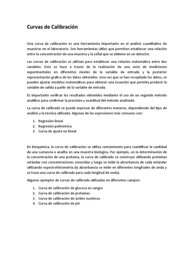 Curvas de Calibración | PDF | Exactitud y precisión | Calibración