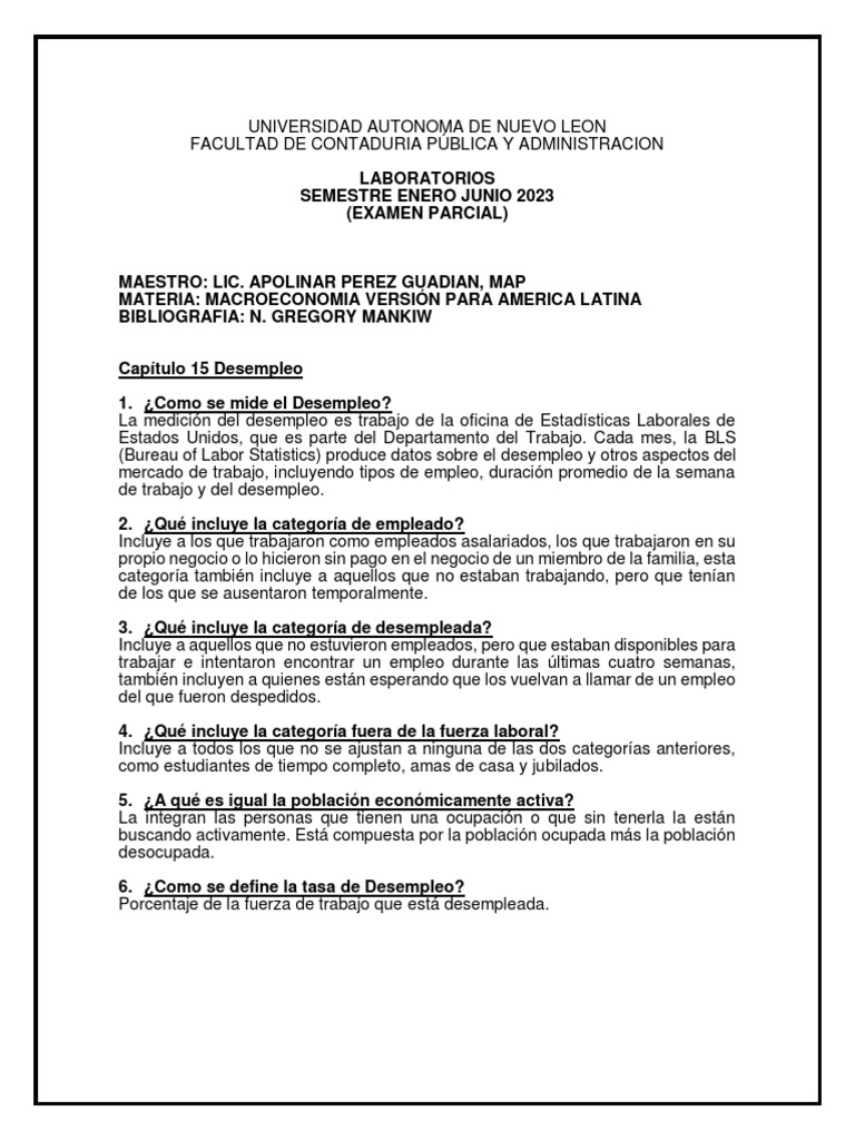 Laboratorio Cap 15 | PDF | Desempleo | Salario