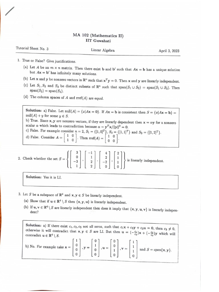 Tut-01,02,03 Solutions | PDF