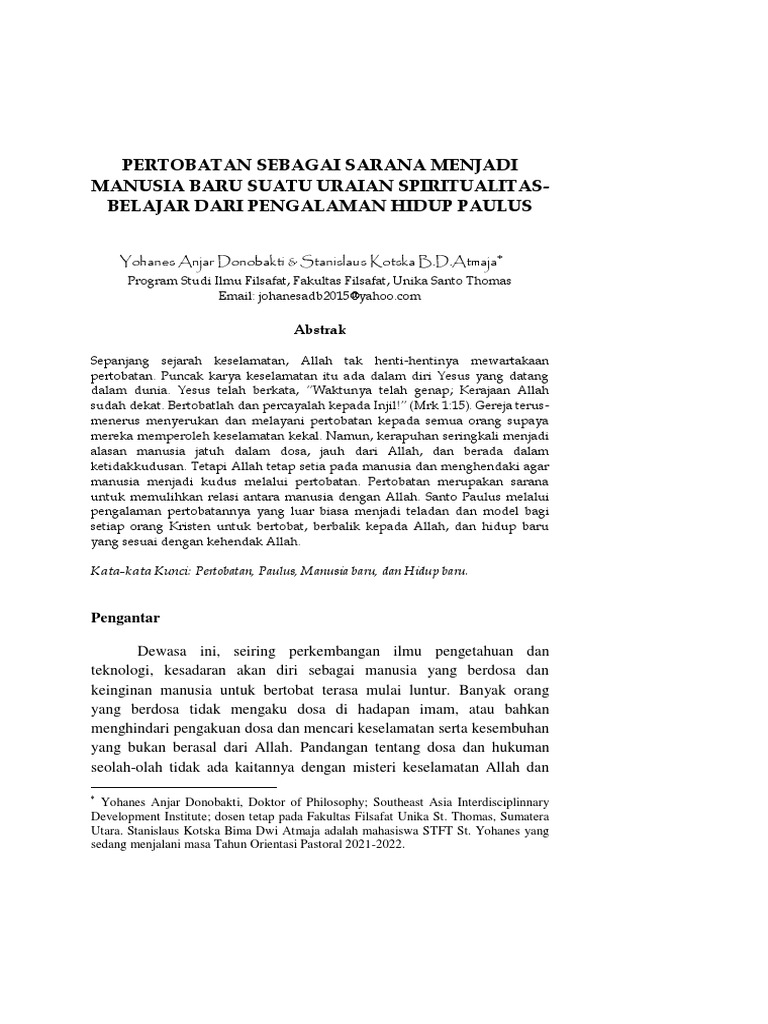 Pertobatan Paulus: Jalan Menuju Manusia Baru | PDF | Ilmu Sosial | Filsafat