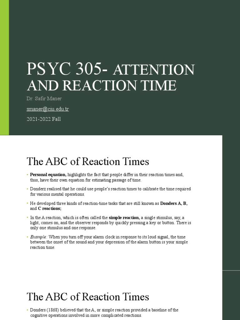 Reaction Time and Attention Study | PDF | Mental Chronometry | Attention