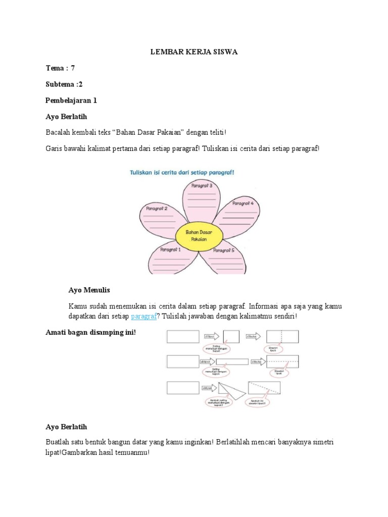 Lembar Kerja Tema Pakaian Kelas 11 | PDF