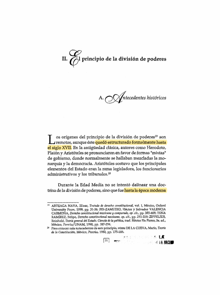 La Division De Poderes Pdf Separación De Poderes Federación