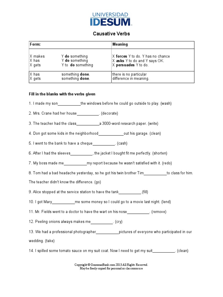 Causatives Ex 2 | PDF