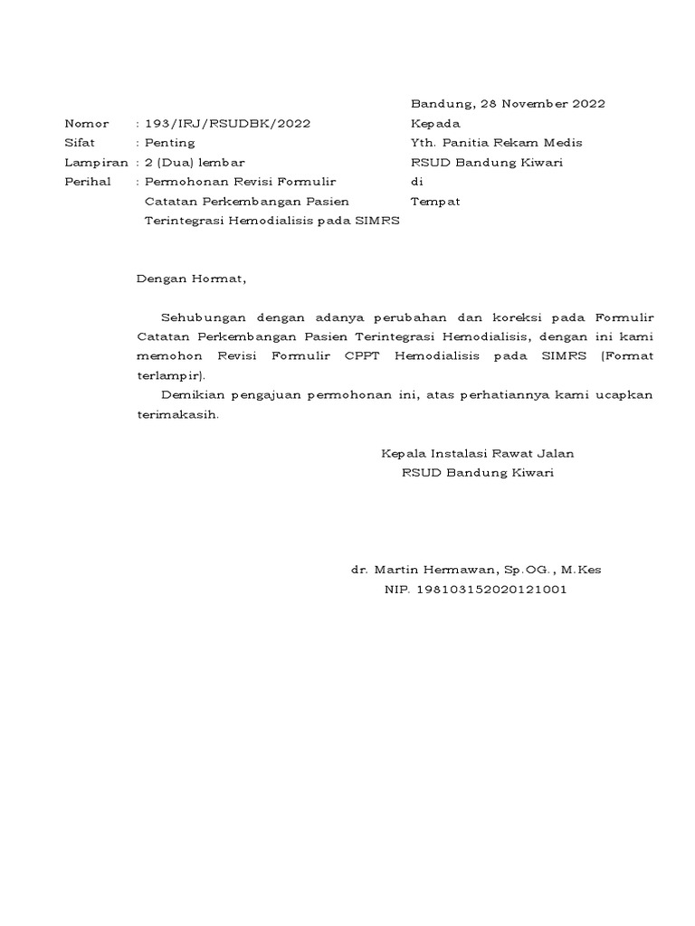 Surat Revisi CPPT HD | PDF