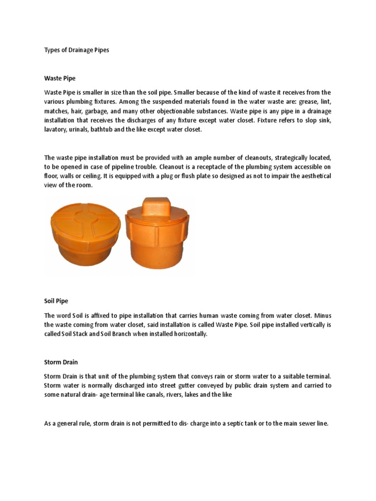 Types of Drainage Pipes | PDF