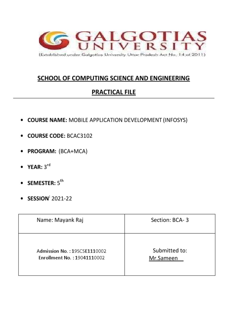 Mobile Development - MAYANK | PDF | Android (Operating System ...