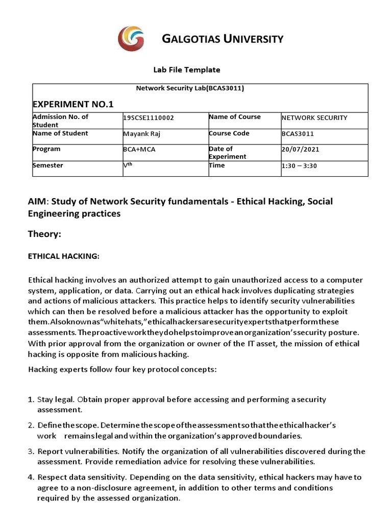 Network Security Lab File Mayank | PDF | Key (Cryptography) | Security Hacker